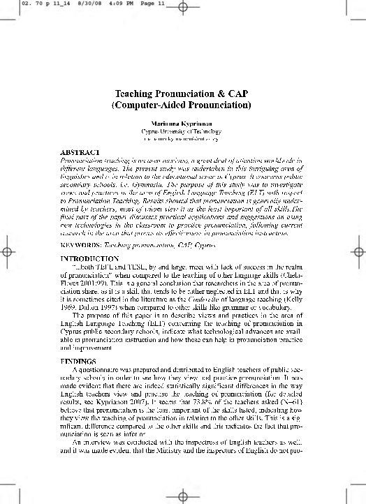 (PDF) Teaching Pronunciation & CAP (Computer-Aided Pronunciation