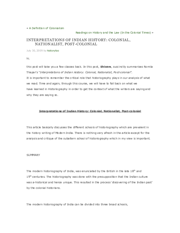 (DOC) A Definition of Colonialism Readings on History and the Law (In ...