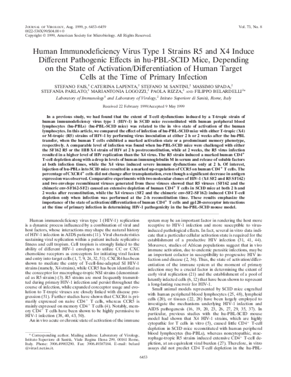 (PDF) Human Immunodeficiency Virus Type 1 Strains R5 and X4 Induce ...