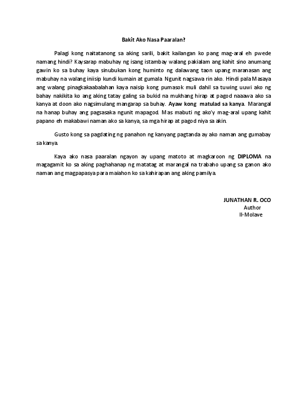 (DOC) Bakit Ako Nasa Paaralan
