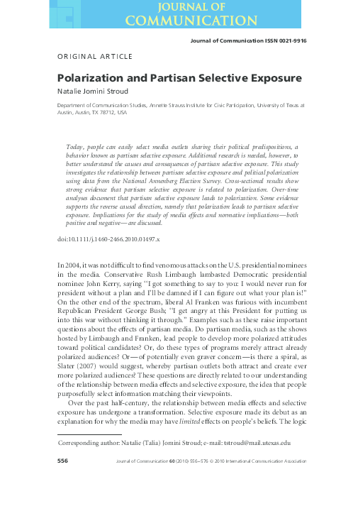 Polarization and Partisan Selective Exposure