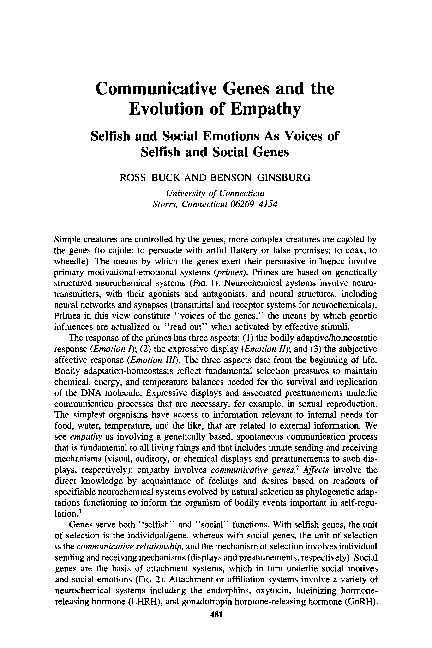 (PDF) Communicative genes and the evolution of empathy