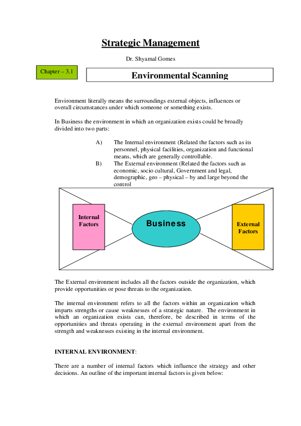 (PDF) Strategic Management Dr. Shyamal Gomes Chapter – 3.1 ...