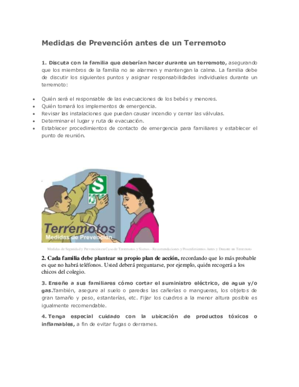 (DOC) Medidas de Prevencion antes de un Terremoto
