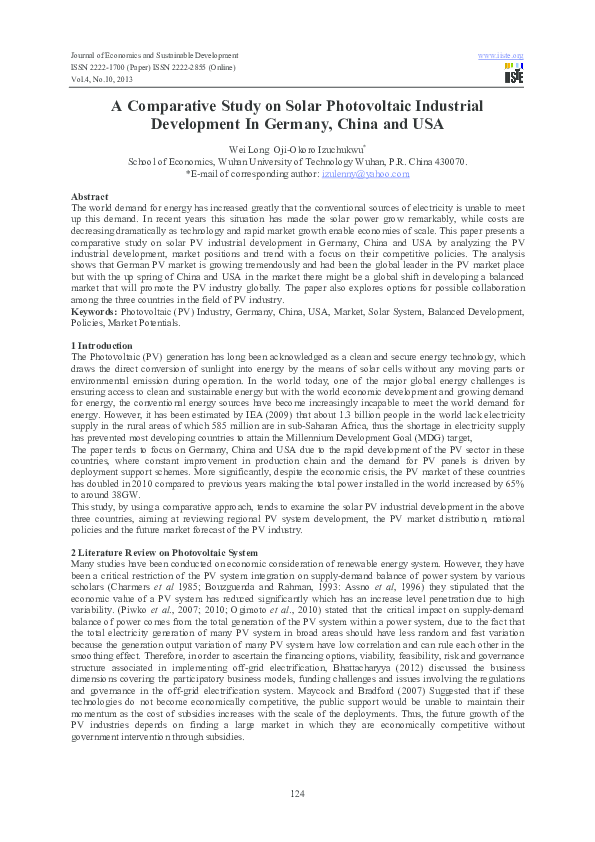 (PDF) A Comparative Study on Solar Photovoltaic Industrial Development ...