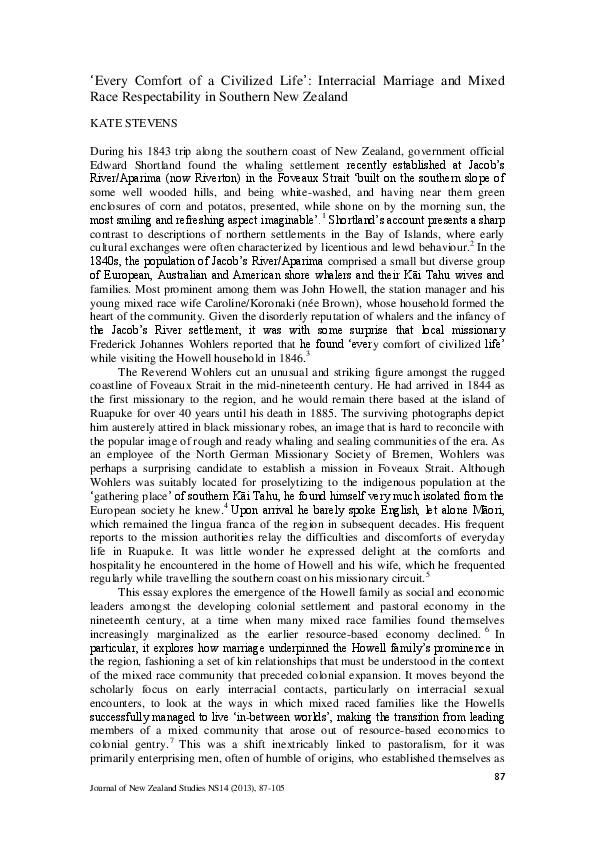 (PDF) Every Comfort of a Civilized Life‟: Interracial Marriage and ...