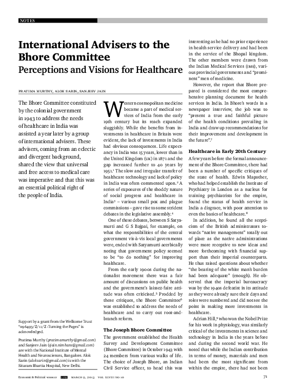 (PDF) International Advisers to the Bhore Committee