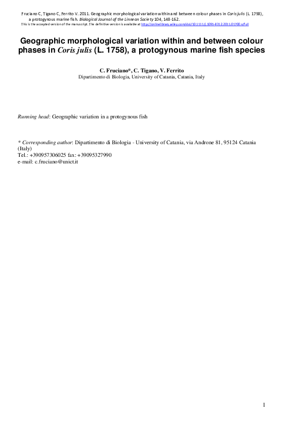 (PDF) Geographical and morphological variation within and between ...
