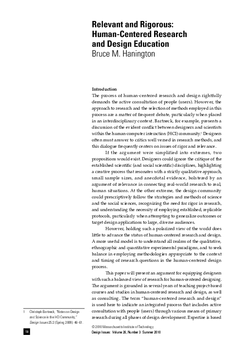 (PDF) Relevant and Rigorous: Human-Centered Research and Design Education