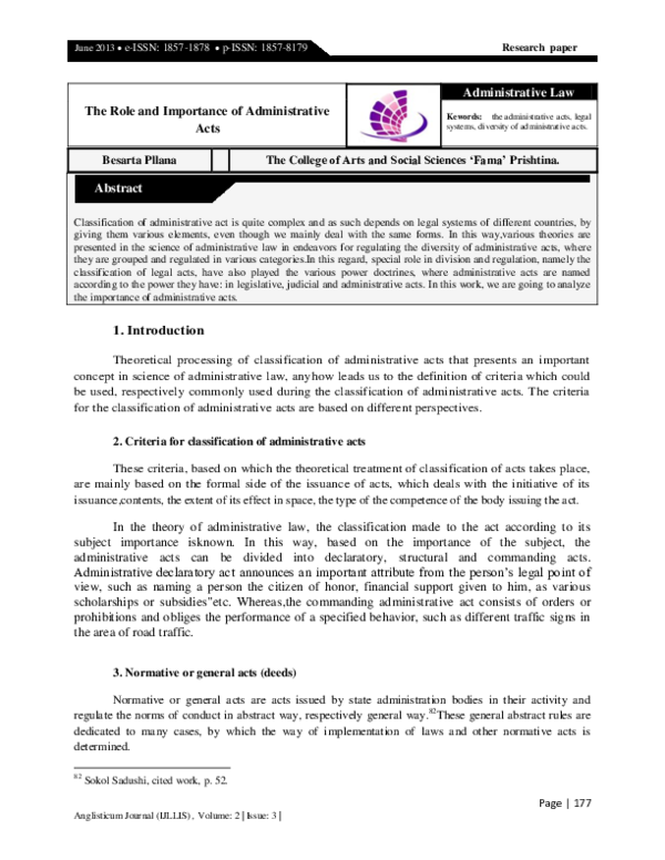 (PDF) The Role and Importance of Administrative Acts