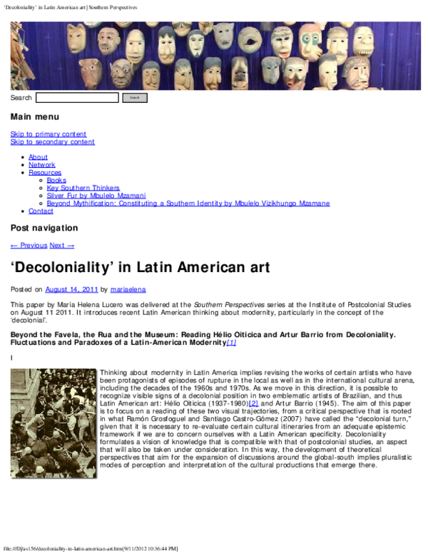 (PDF) Decoloniality in Latin American art