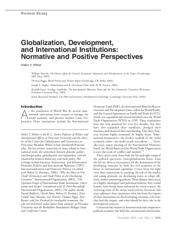 (PDF) Globalization, Development, and International Institutions ...