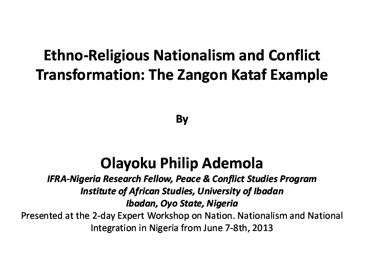 (PPT) Ethno-Religious Nationalism and Conflict Transformation