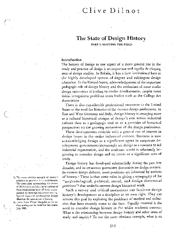 (PDF) The State of Design History, Part I: Mapping the Field