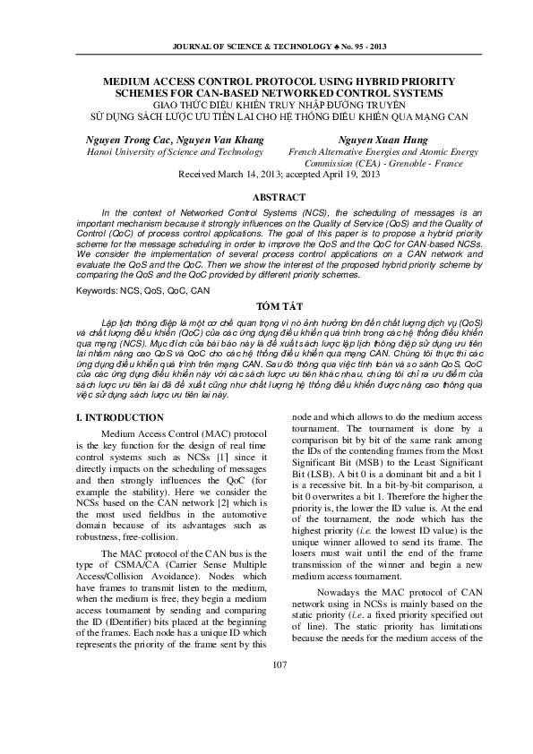 Pdf Medium Access Control Protocol Using Hybrid Priority Schemes For Can Based Networked