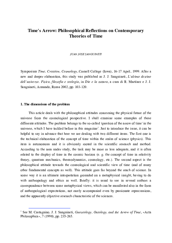 (PDF) Time's Arrow: Philosophical Reflections on Contemporary Theories ...