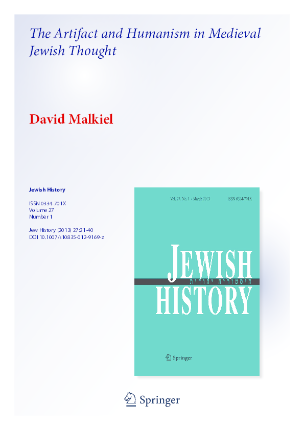 (PDF) The Artifact and Humanism in Medieval Jewish Thought
