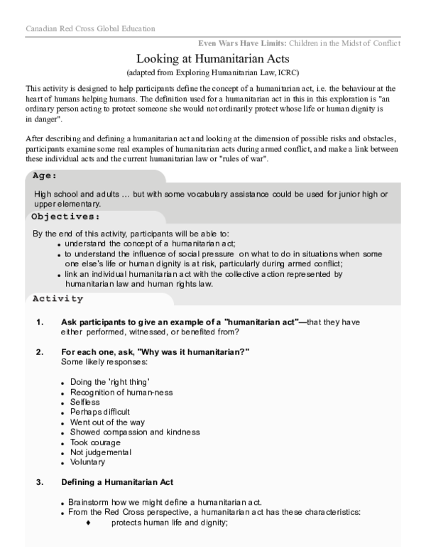 (PDF) Objectives:Objectives: Age:Age: Canadian Red Cross Global Education