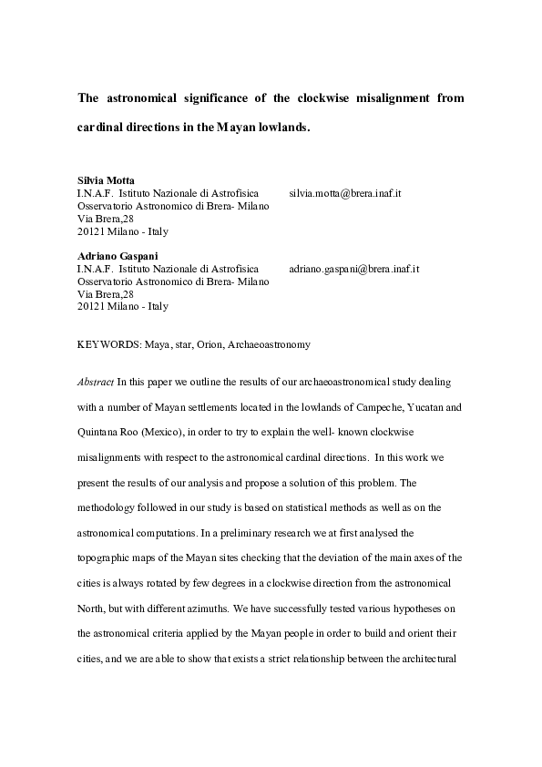 The astronomical significance of the clockwise misalignment from ...