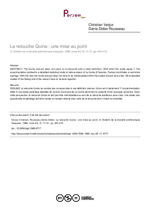 (PDF) La retouche Quina : une mise au point