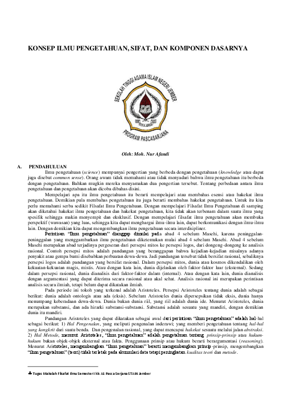 (DOC) KONSEP ILMU PENGETAHUAN SIFAT, DAN KOMPONEN DASARNYA Tugas ...