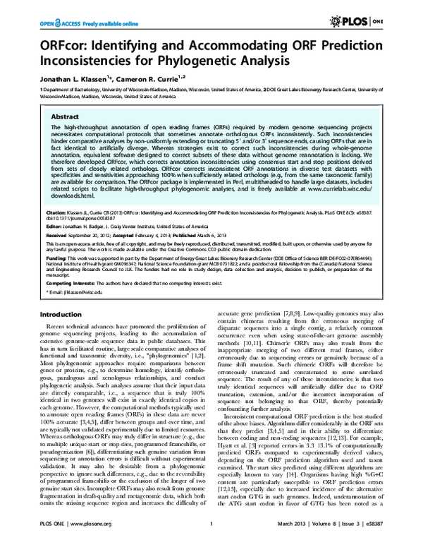 (PDF) ORFcor: Identifying and Accommodating ORF Prediction ...