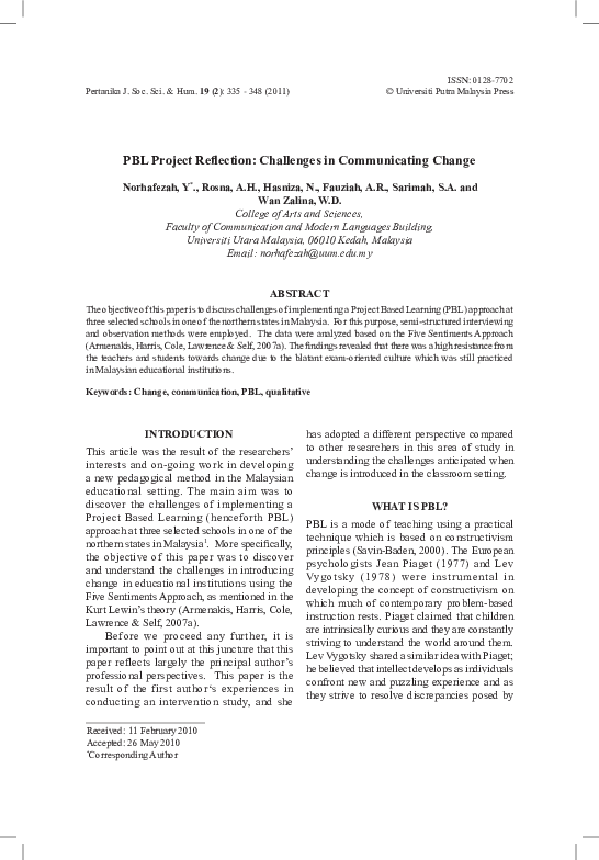 (PDF) Change in Organization - Pertanika (Scopus Index)