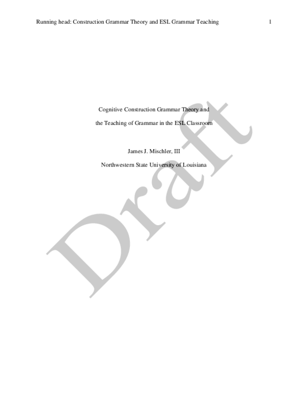 (PDF) Construction Grammar Theory and ESL pedagogy (WORKING TITLE)
