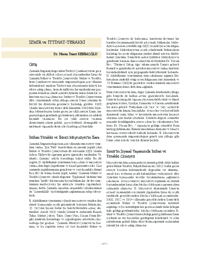 (PDF) İZMİR ve İTTİHAT-TERAKKİ/ The Committee of Union and Progress and ...