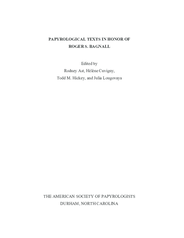 (PDF) New Epigrams, in: R. Ast, H. Cuvigny, J. Lougovaya, and T. Hickey ...
