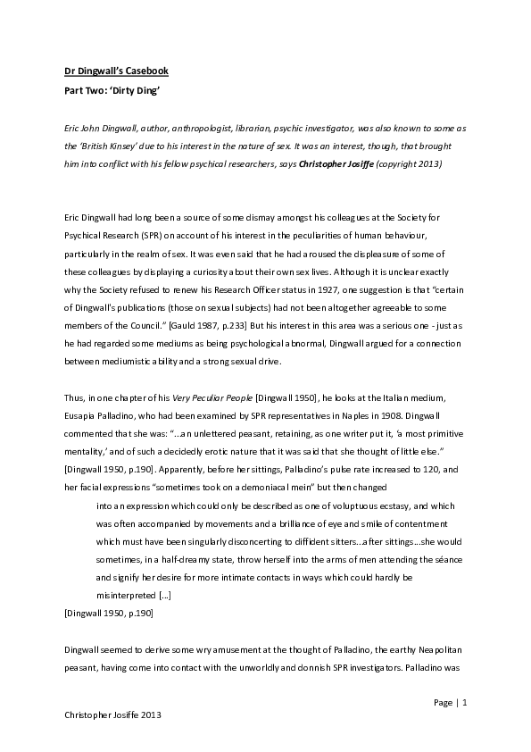 (DOC) Dr Dingwall's Casebook. Part Two: 'Dirty Ding'