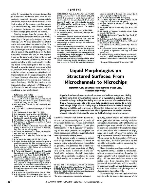 (PDF) Liquid Morphologies on Structured Surfaces: From Microchannels to ...