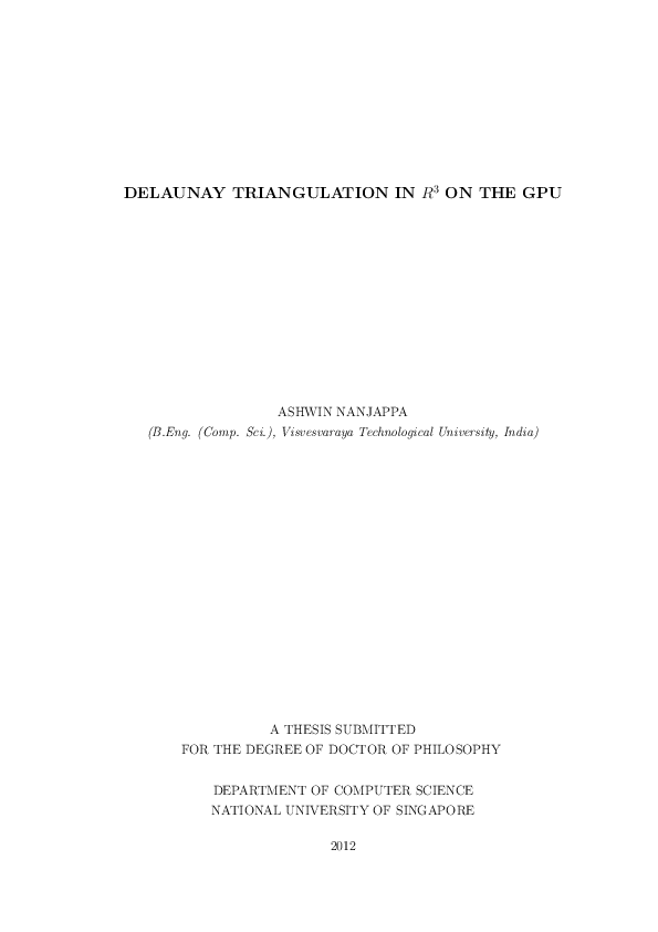 (PDF) Delaunay triangulation in R3 on the GPU