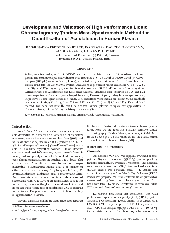 (PDF) Development and Validation of High Performance Liquid Chromatography Tandem Mass ...