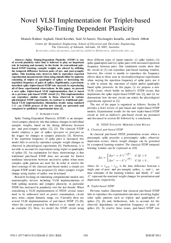 Novel VLSI implementation for triplet-based spike-timing dependent plasticity