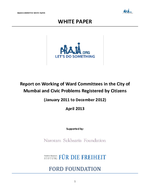 (PDF) Ward Committee White Paper 2013