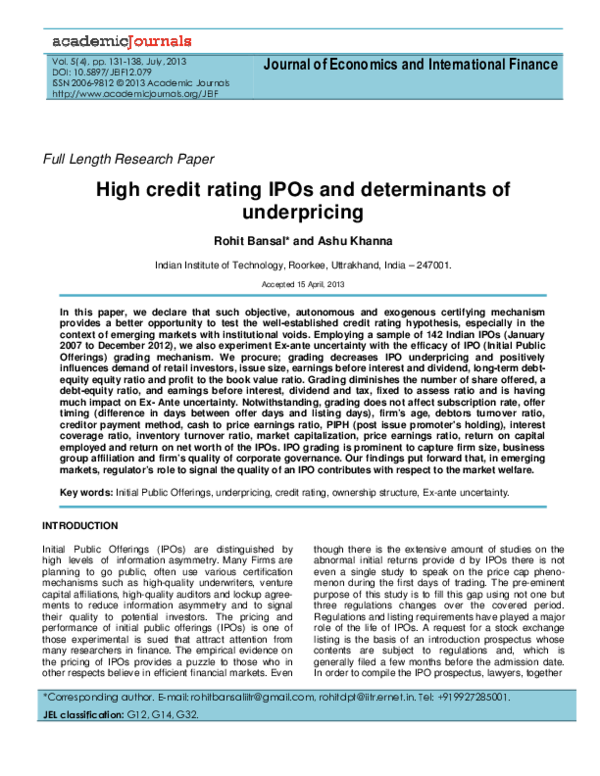 (PDF) Initial public offerings