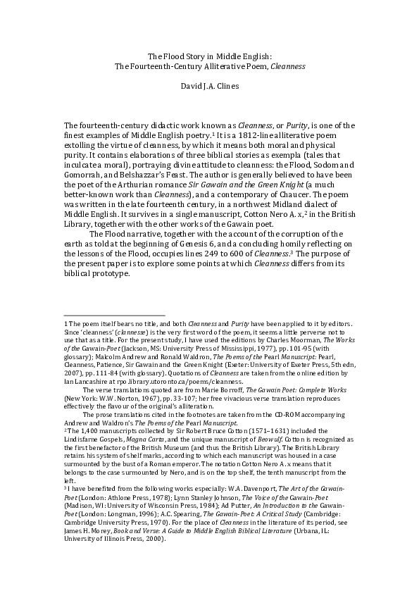 (PDF) The Flood Story in Middle English: The Fourteenth-Century ...