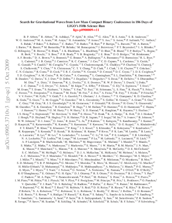 (PDF) Search for gravitational waves from low mass compact binary ...