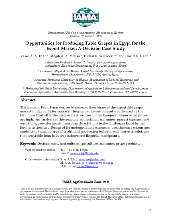 (PDF) Opportunities for Producing Table Grapes in Egypt for the Export ...