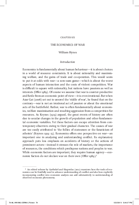 Pdf Economics Of War
