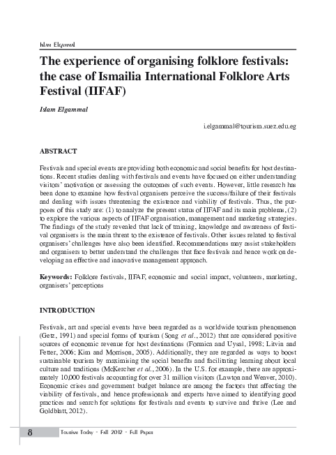 (PDF) The experience of organizing folklore festivals: the case of ...