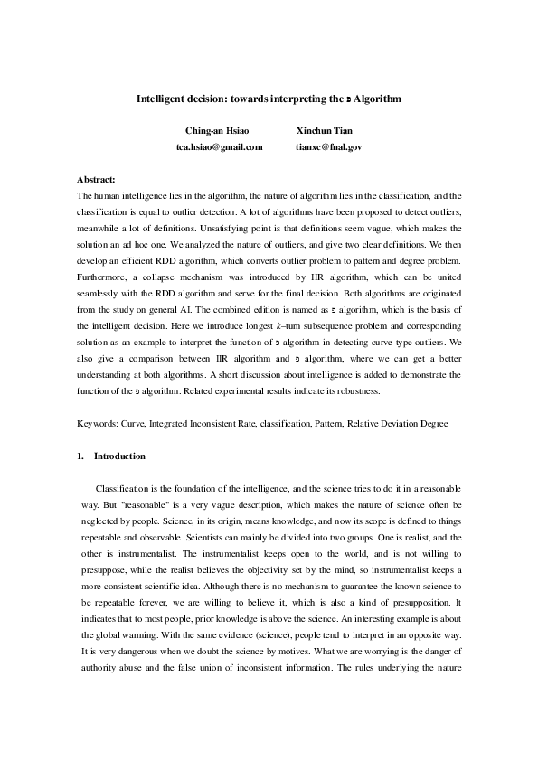 (PDF) Intelligent decision: towards interpreting the Pe Algorithm