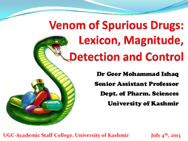 (PDF) Venom of Spurious Drugs: Lexicon, Magnitude, Detection and Control