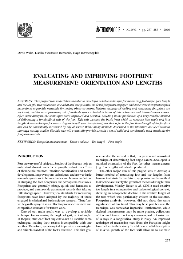 Evaluating and Improving Footprint Measurement: Orientation and Lengths