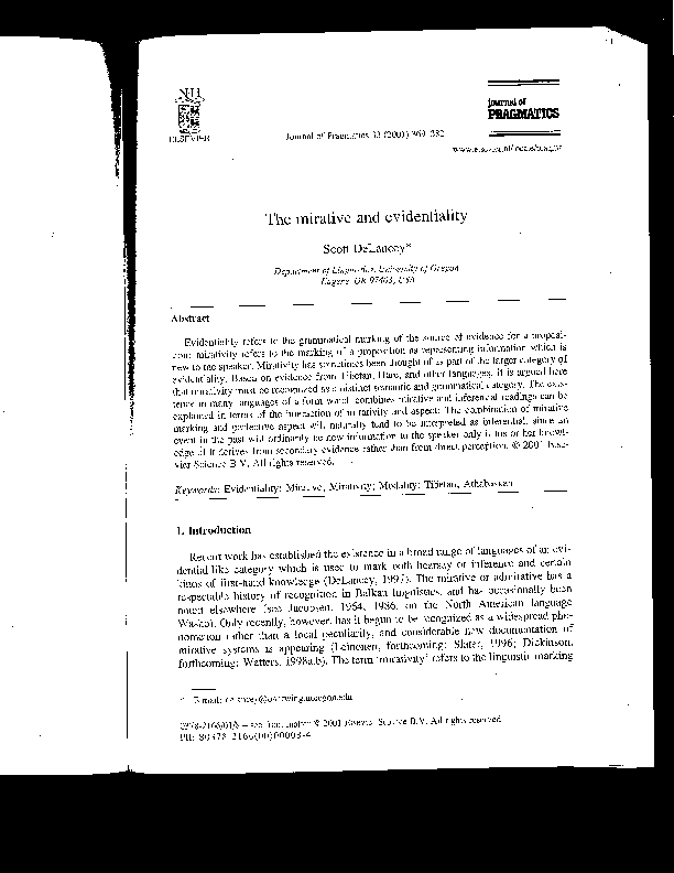 (PDF) The mirative and evidentiality.