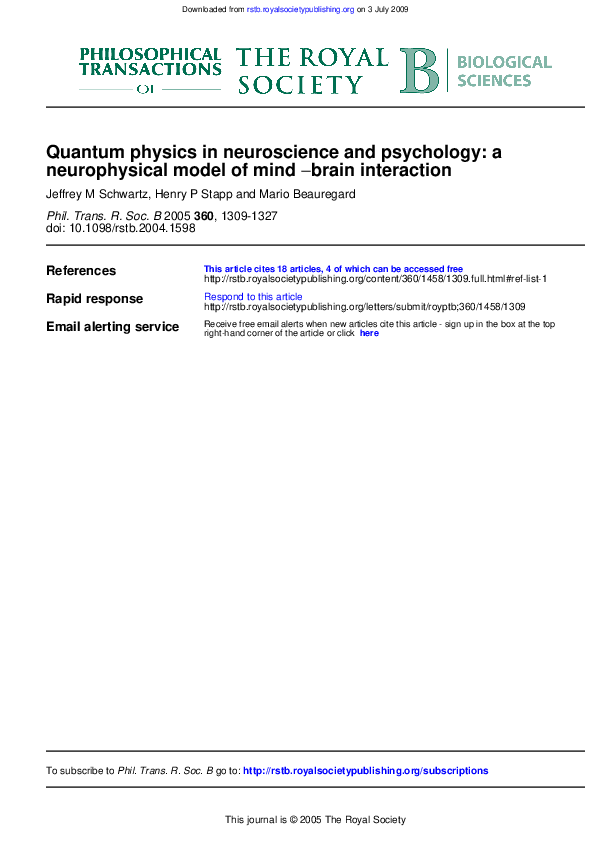 (PDF) Quantum physics in neuroscience and psychology: a neurophysical ...