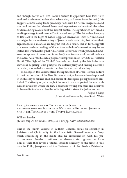 (PDF) William Loader: Philo, Josephus, and the Testaments on Sexuality