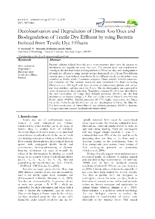 (PDF) Decolourization and degradation of direct azo dyes and biodegradation of textile dye ...