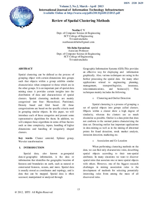 (PDF) Review of Spatial Clustering Methods